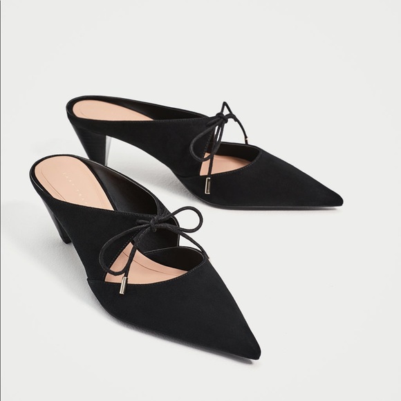 Zara | Shoes | Nwt Zara Black Tied Backless High Heel Shoes | Poshmark